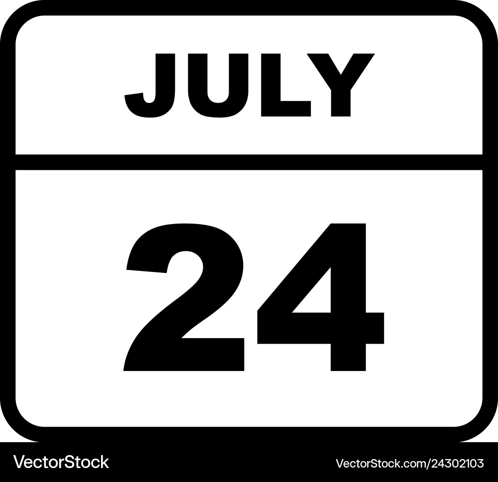 July 24th date on a single day calendar Royalty Free Vector