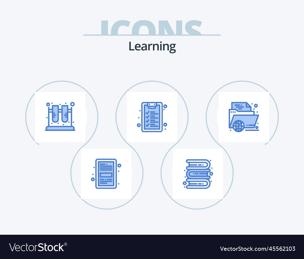 Learning blue icon pack 5 icon design e-learning Vector Image