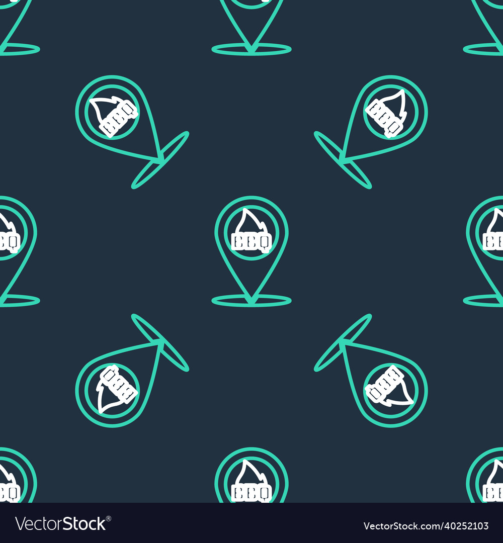 Line map pointer with barbecue icon isolated Vector Image