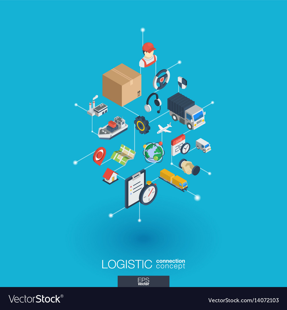 Logistic integrated 3d web icons digital network Vector Image
