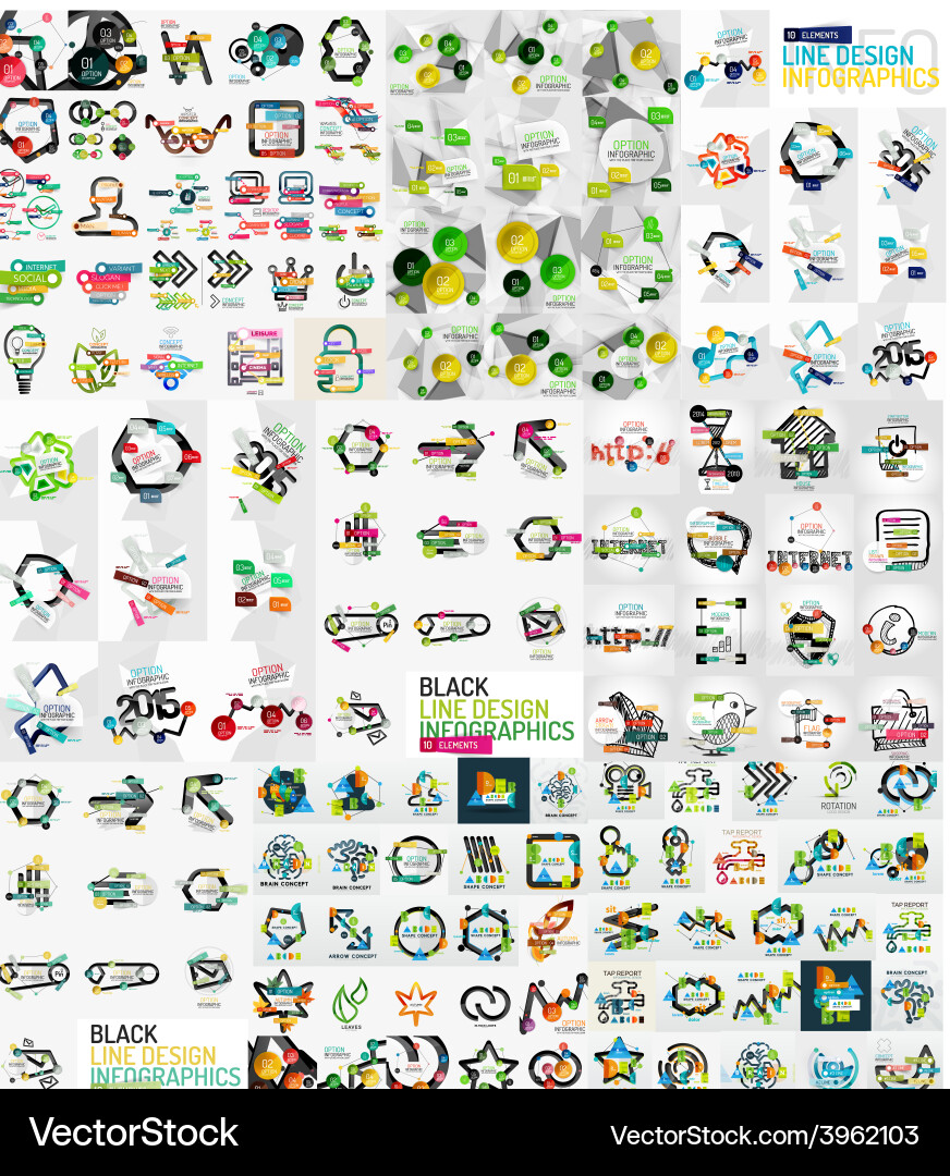 Mega collection of abstract shapes infographics Vector Image