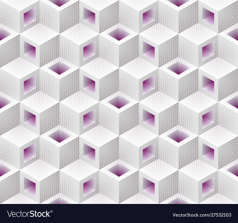 White purple cubes isometric seamless pattern Vector Image