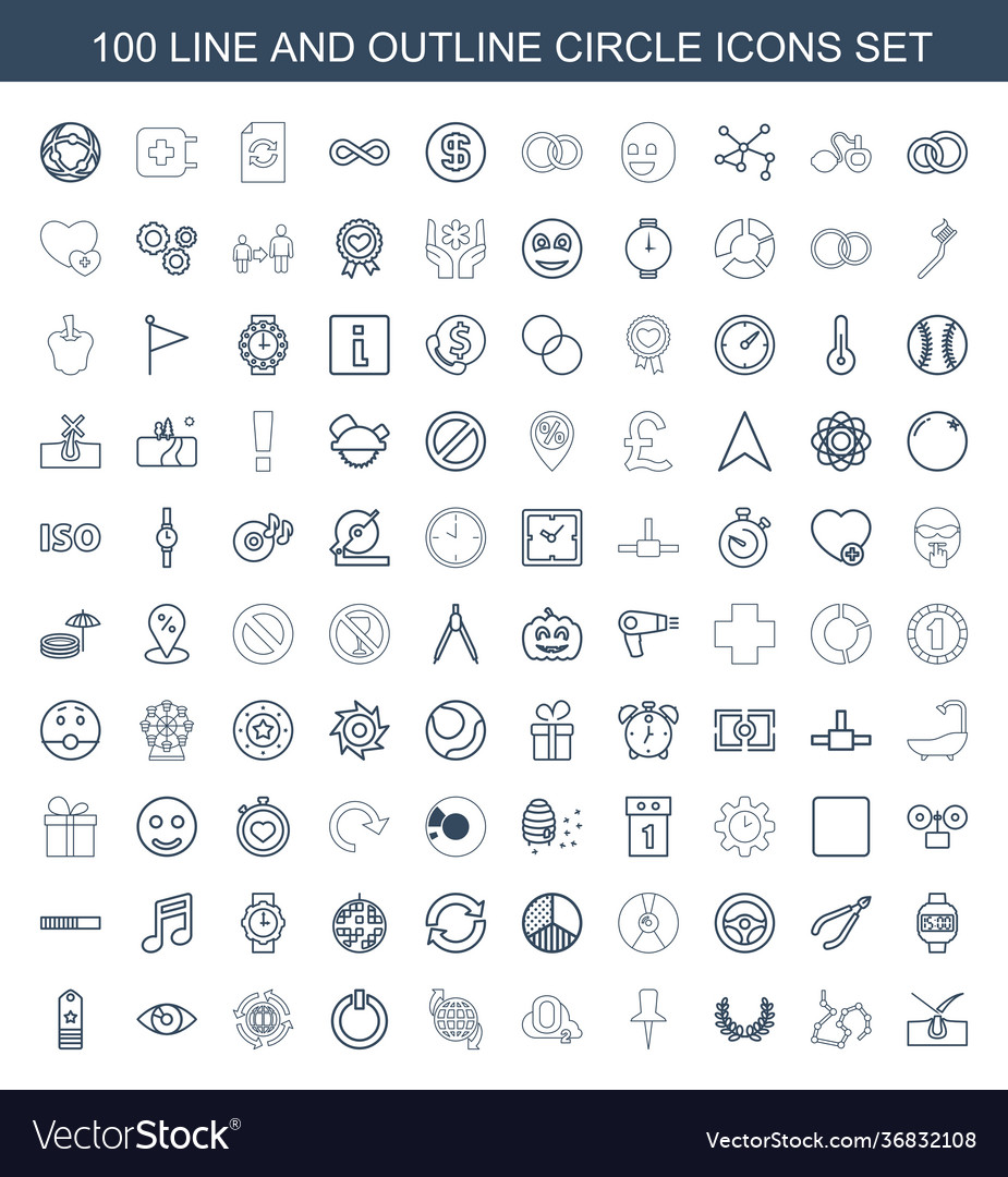 100 circle icons Royalty Free Vector Image - VectorStock