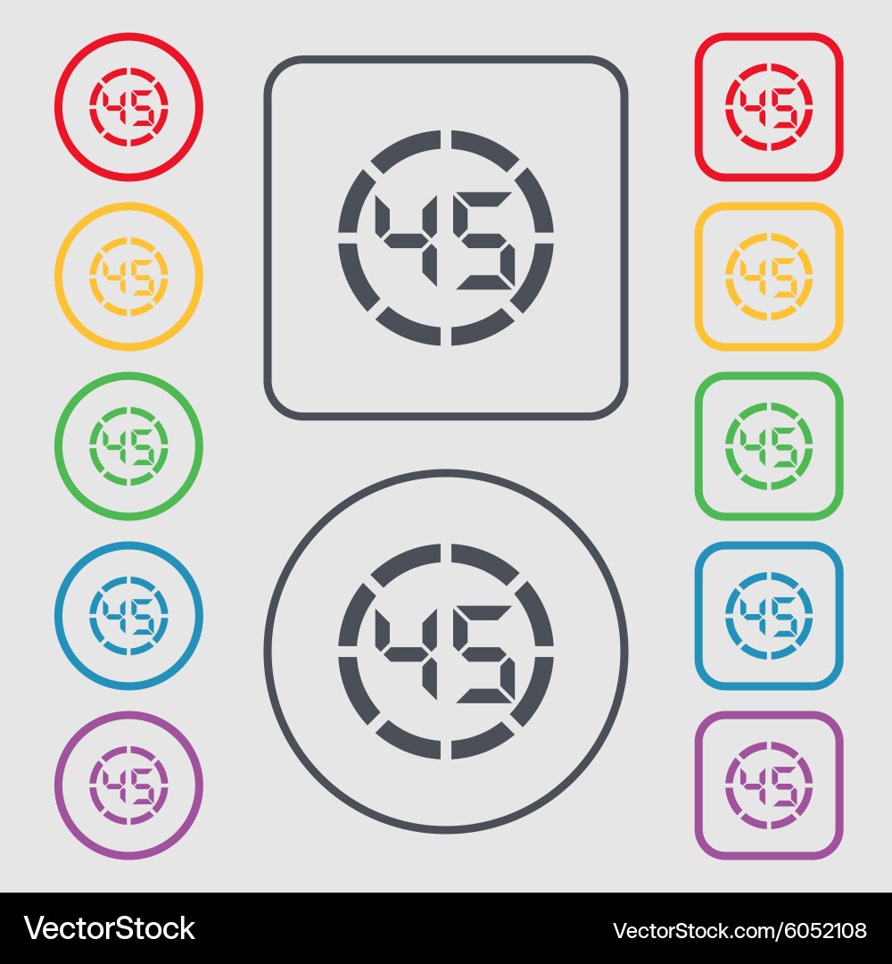 45 second stopwatch icon sign symbols on the round