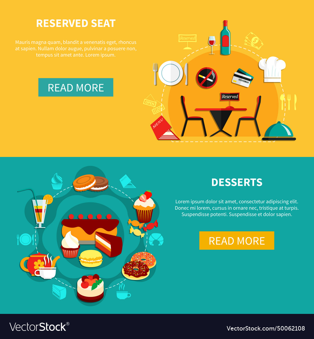 Cafe horizontal banners set Royalty Free Vector Image