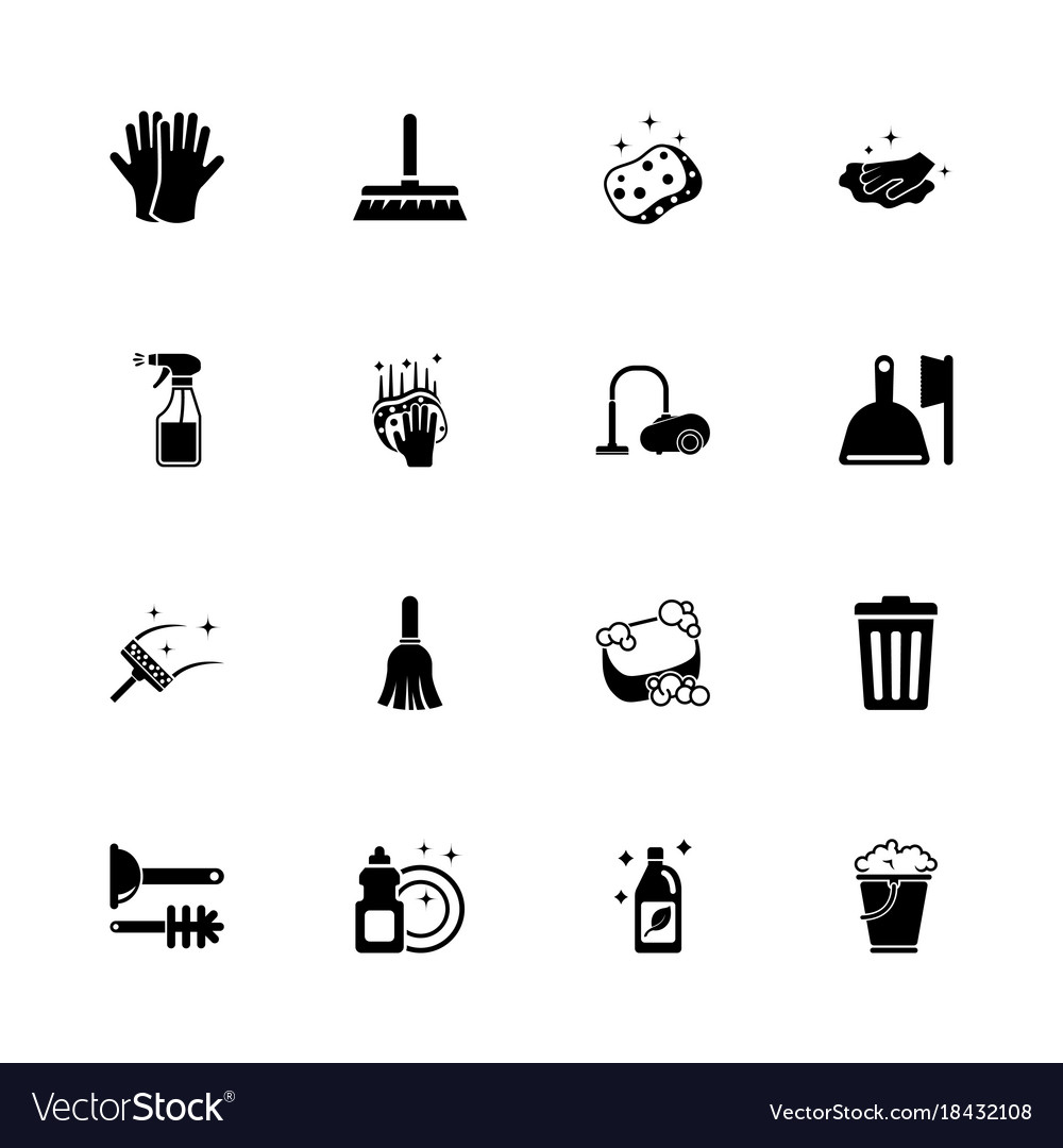 Cleaning - flat icons Royalty Free Vector Image