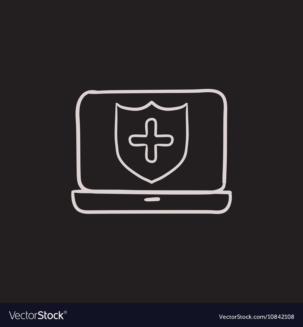 Computer security sketch icon Royalty Free Vector Image