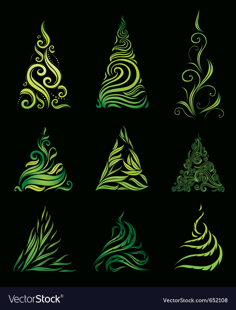 Decorative christmas trees Royalty Free Vector Image