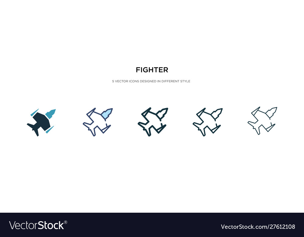 Fighter icon in different style two colored Vector Image