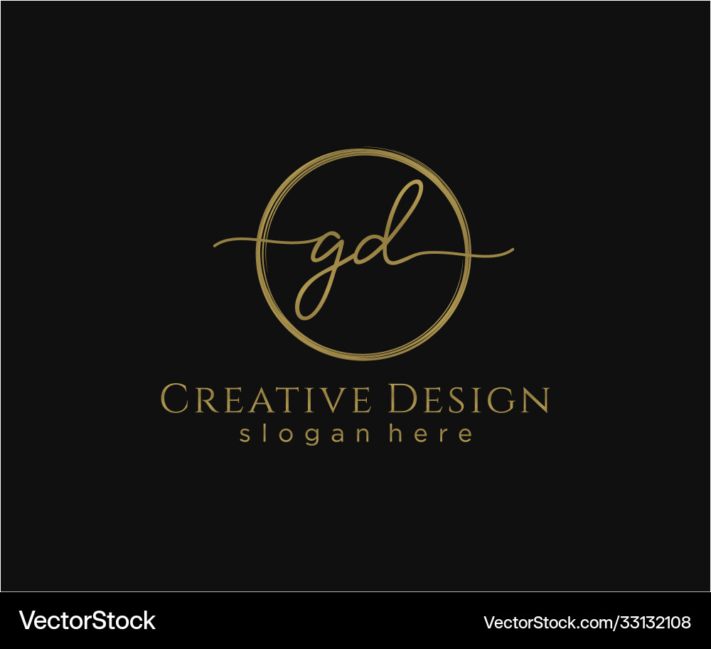 Initial gd handwriting logo with circle template Vector Image