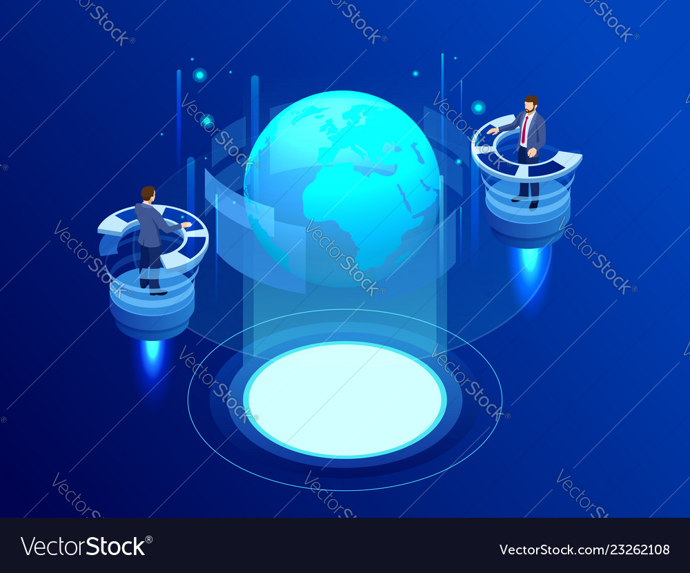 Isometric global network concept Royalty Free Vector Image