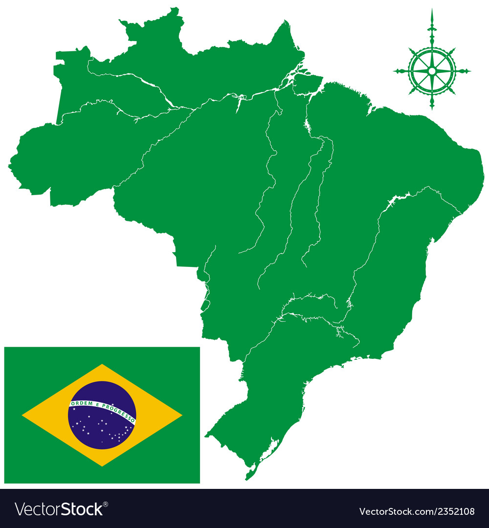 Map of brazil and flag Royalty Free Vector Image