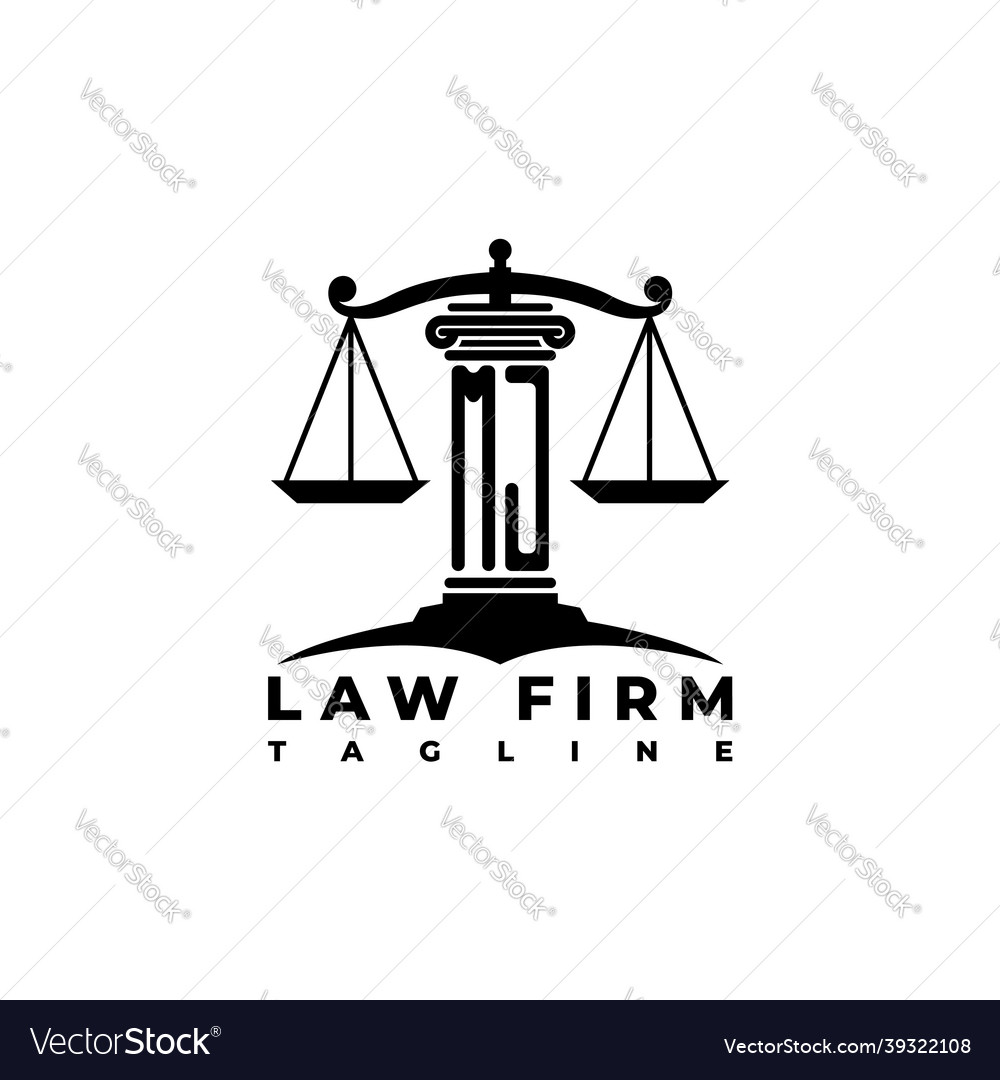 Mj monogram pillars shape style Royalty Free Vector Image