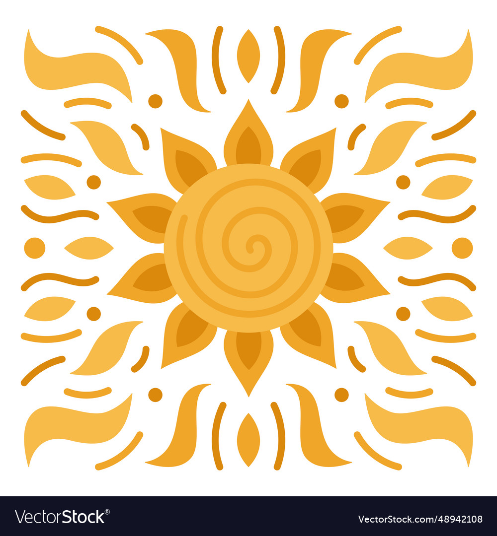 Ornamental sun flat Royalty Free Vector Image - VectorStock