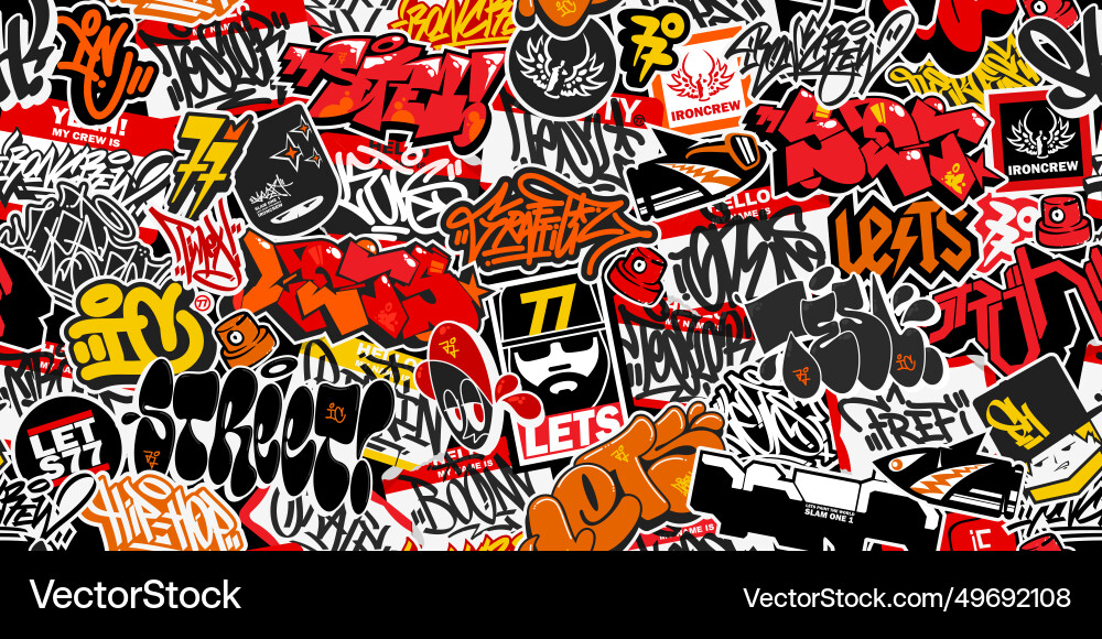 Seamless colorful urban graffiti style sticker Vector Image