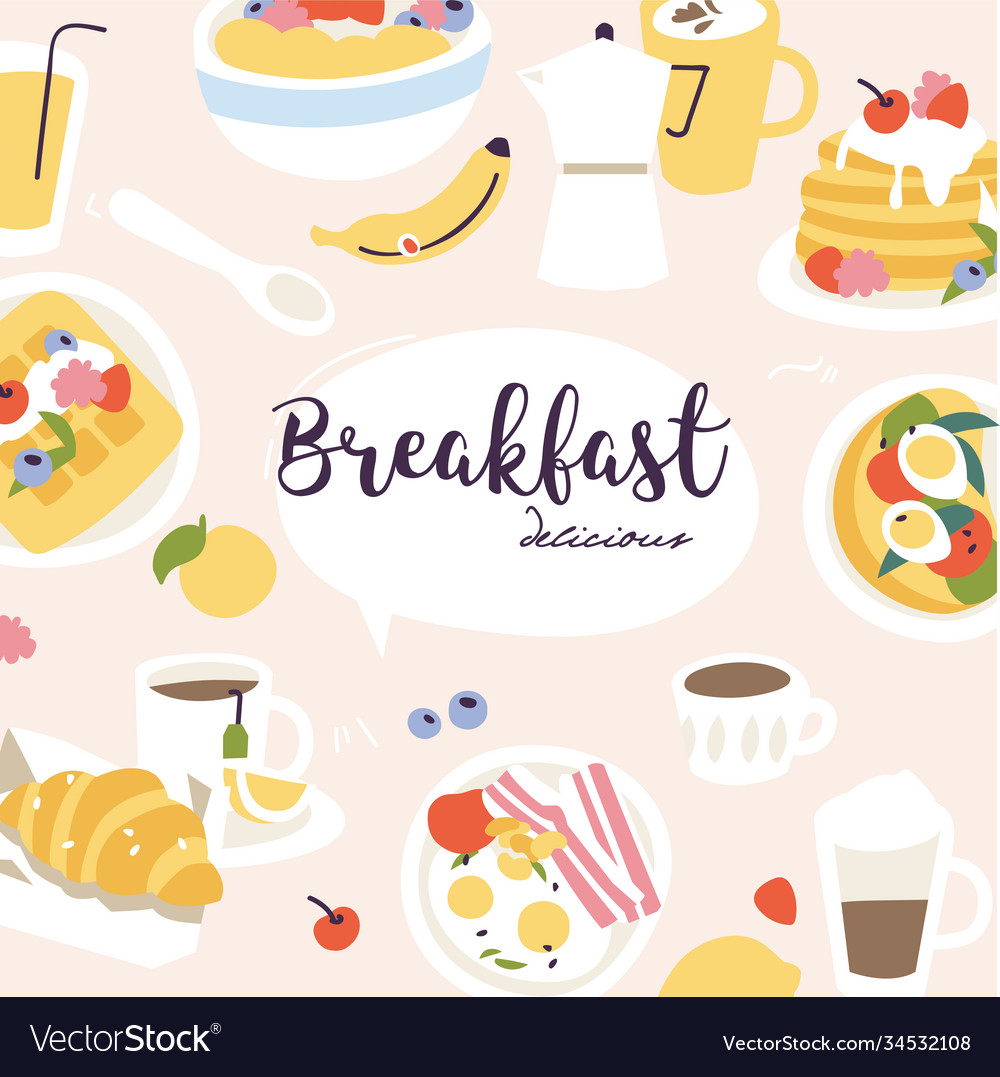 Set different breakfasts Royalty Free Vector Image