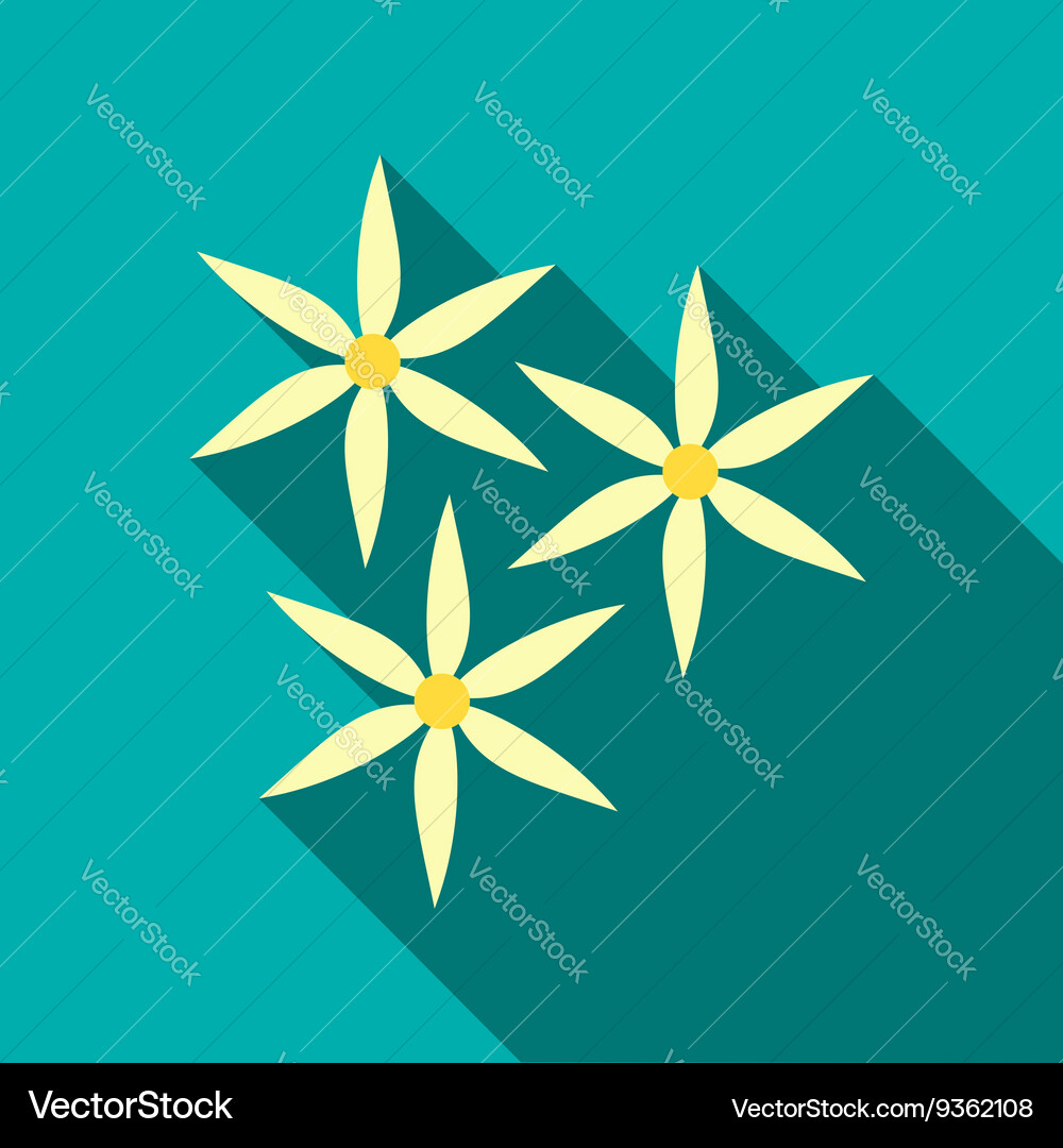 White flowers icon flat style Royalty Free Vector Image