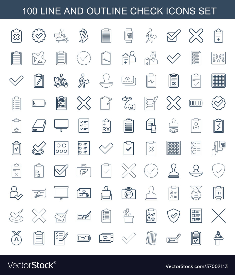 100 check icons Royalty Free Vector Image - VectorStock