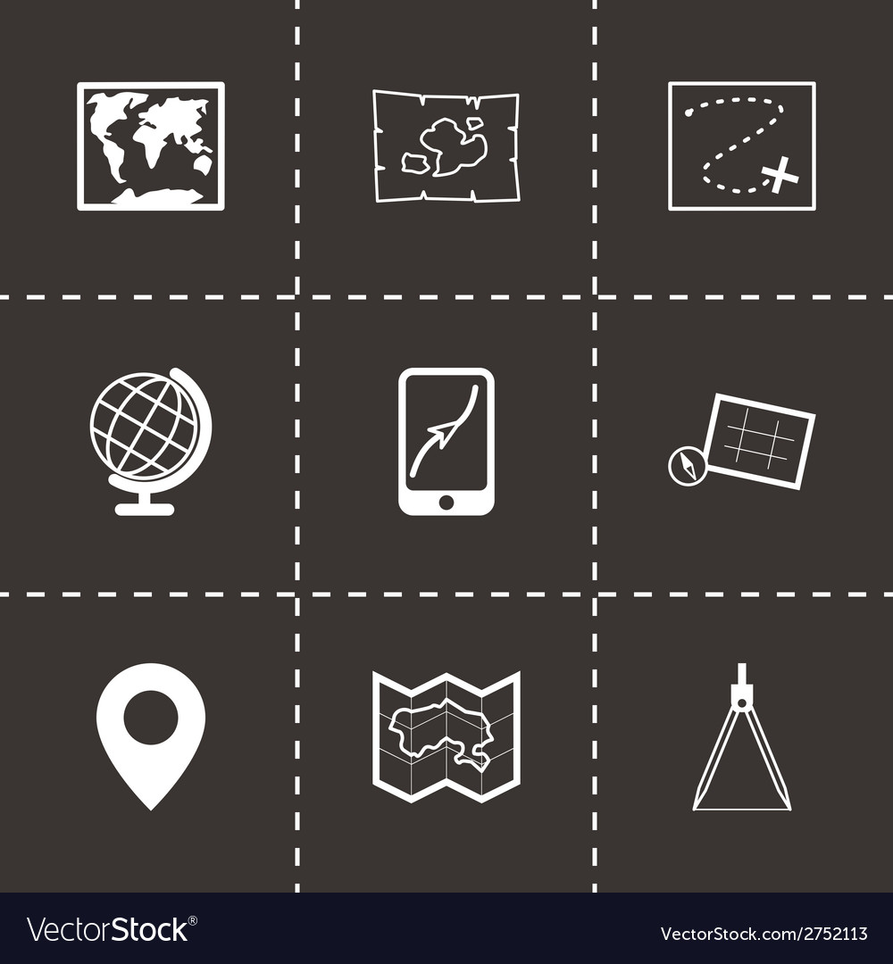 Black map icons set Royalty Free Vector Image - VectorStock