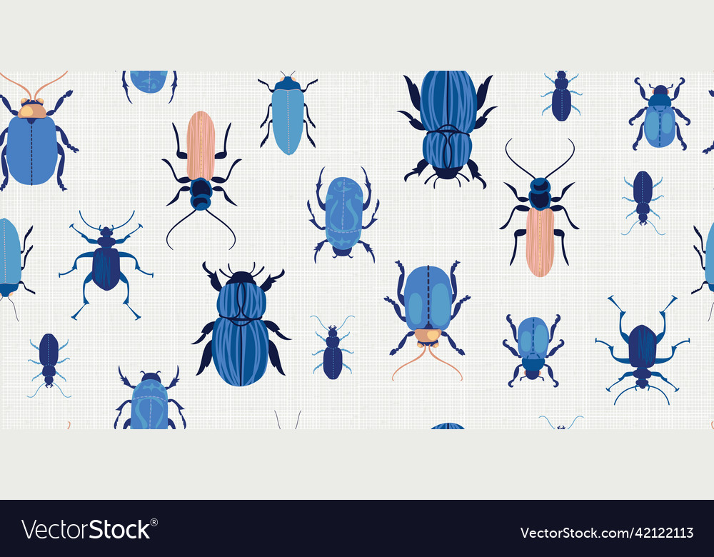 Blue beetle seamless pattern Royalty Free Vector Image