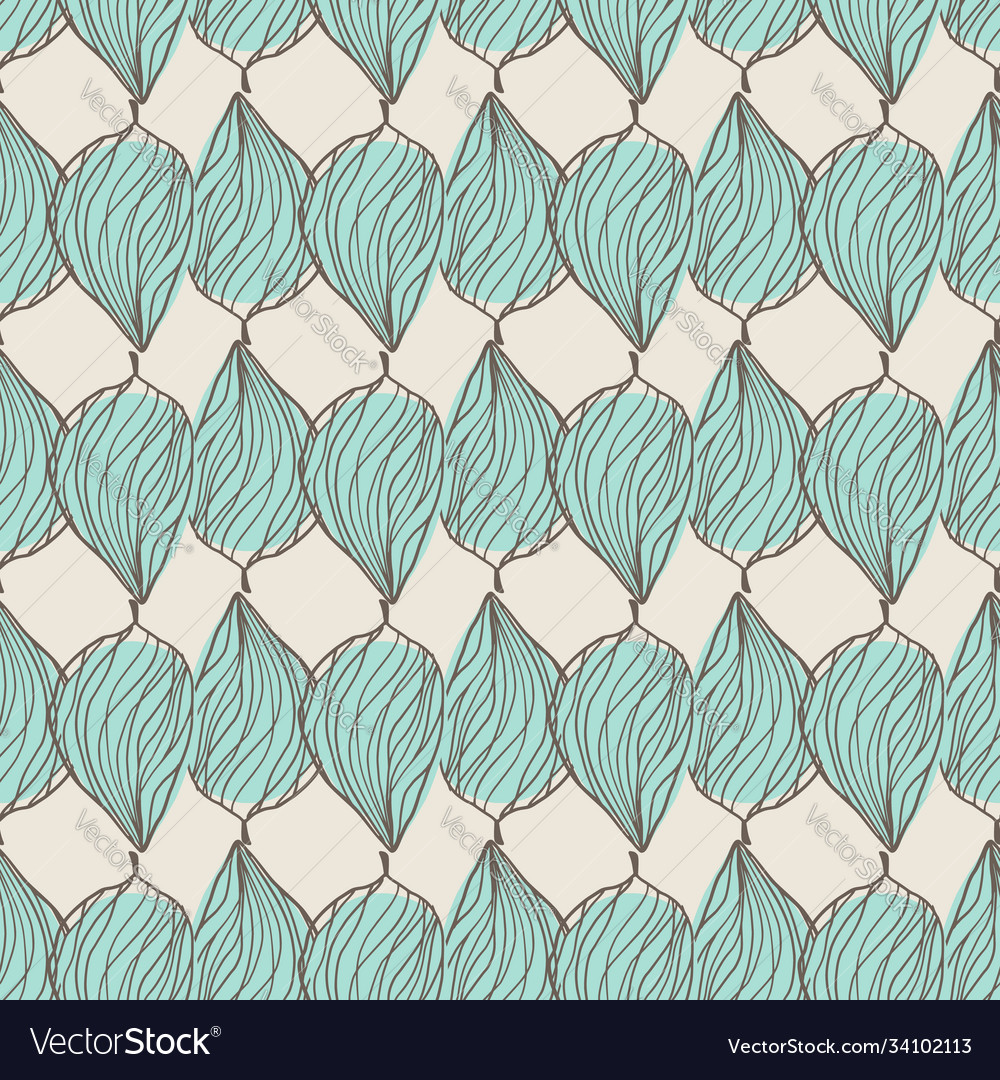 Blue contoured leaves seamless simple pattern Vector Image