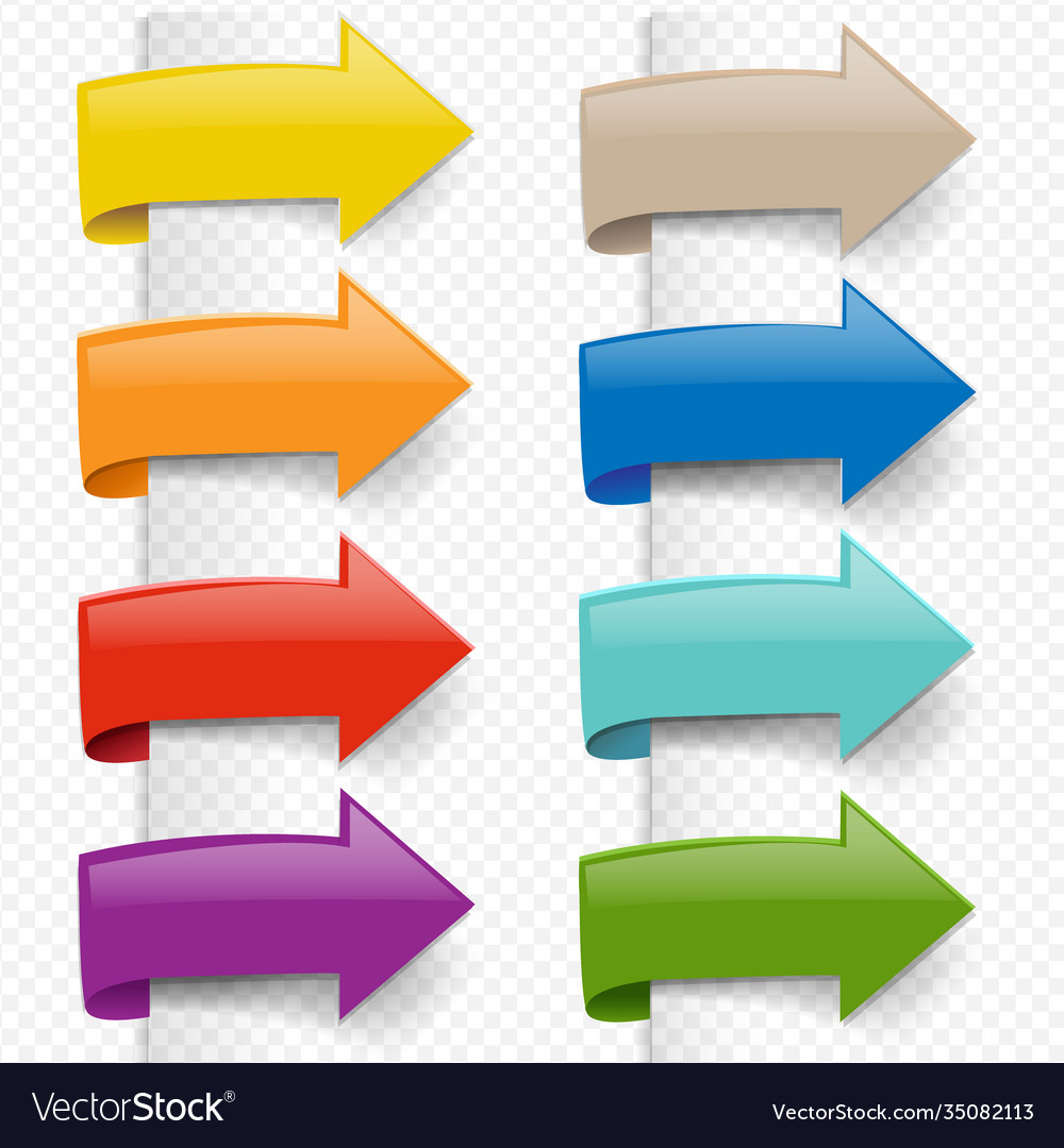 Bright arrows web set isolated transparent Vector Image