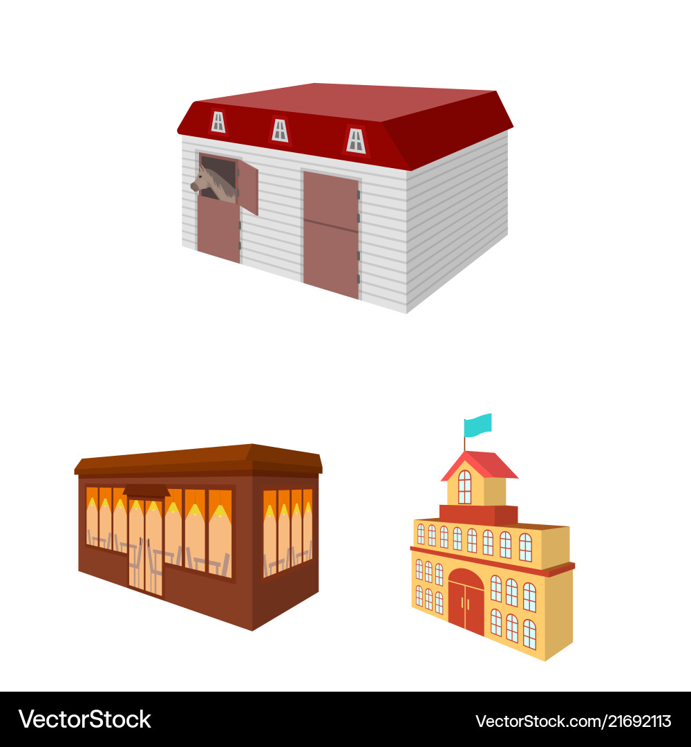 Building and architecture cartoon icons in set Vector Image
