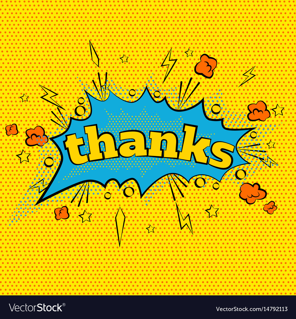 Cartoon comic thanks bubbles labels with text Vector Image