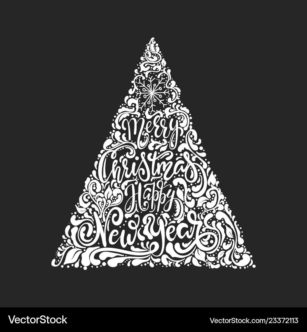 Christmas tree of holidays lettering Royalty Free Vector