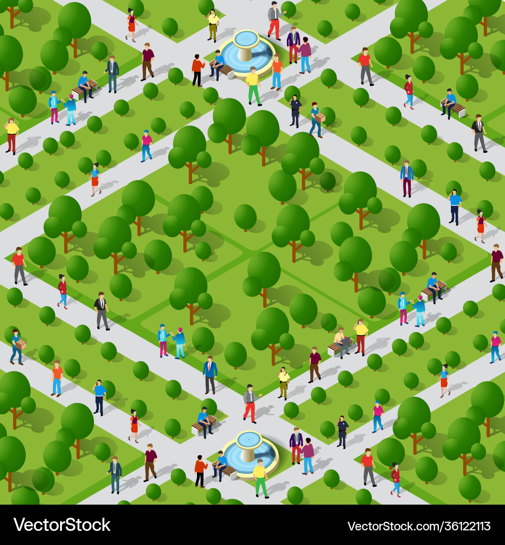City quarter park top view landscape isometric 3d Vector Image