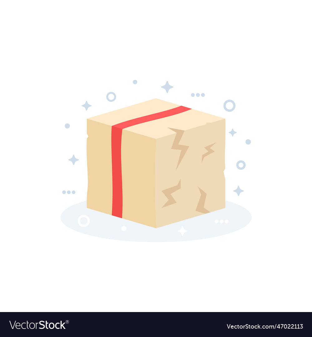 Damaged package parcel or broken box icon Vector Image