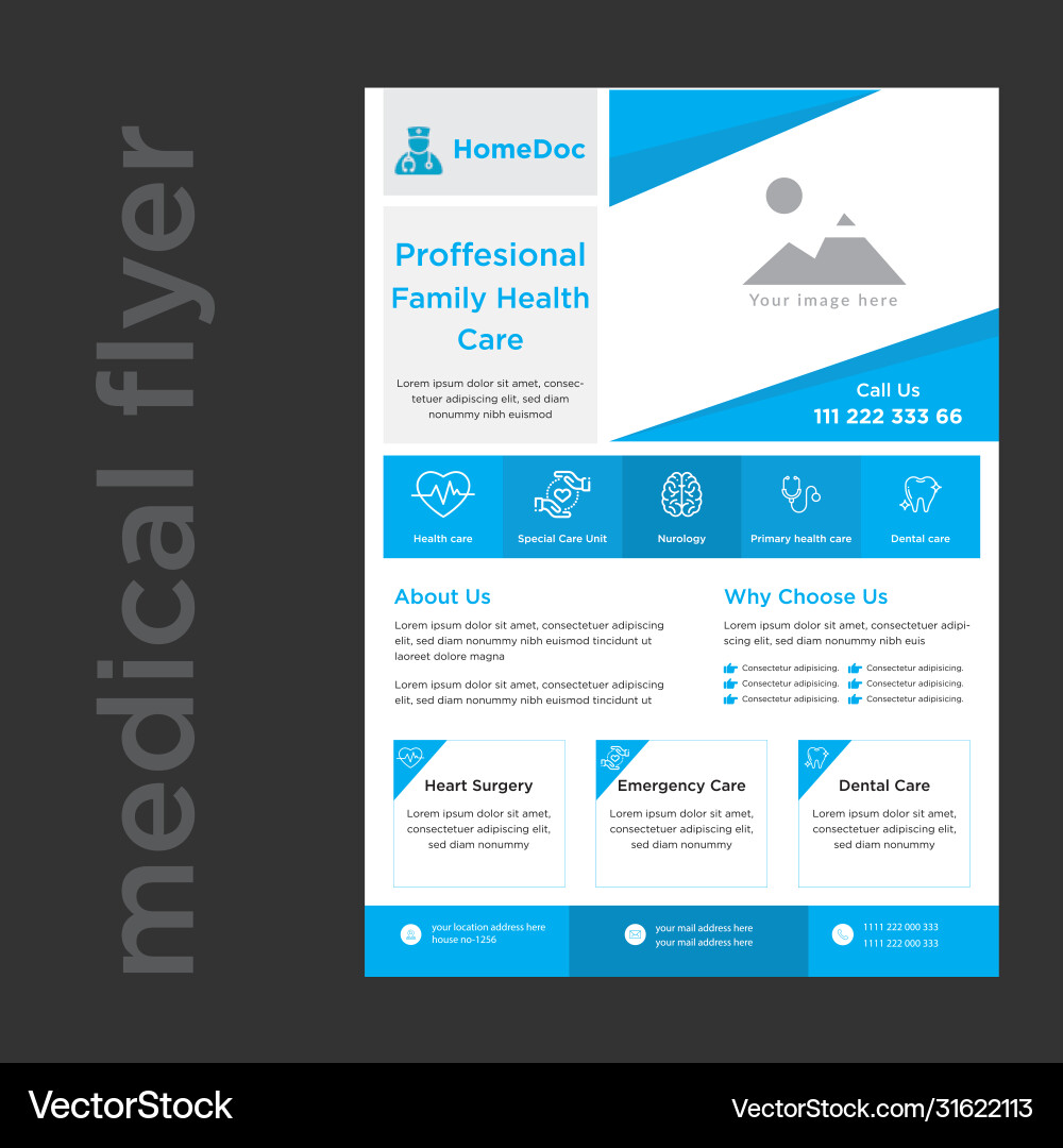 Doctor advertisement medical services flyer Vector Image