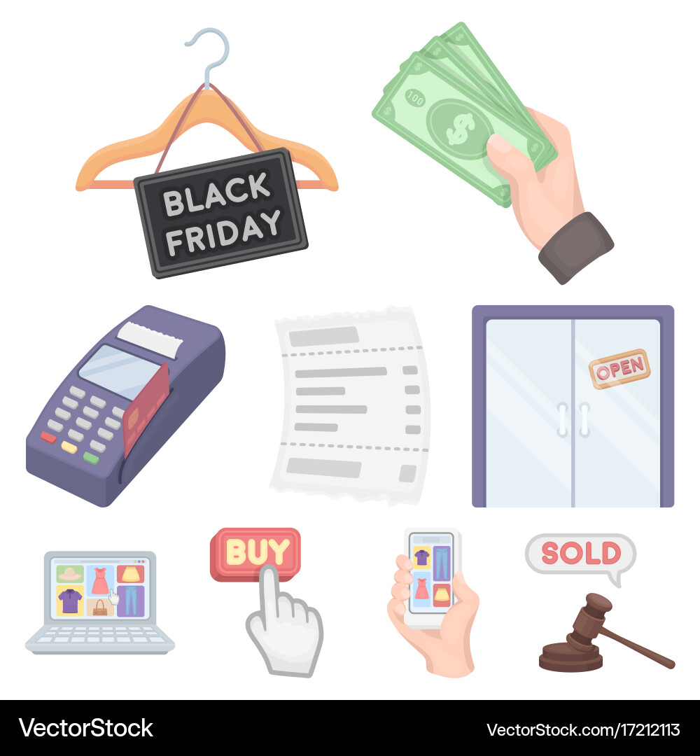 E-commerce set icons in cartoon style big Vector Image