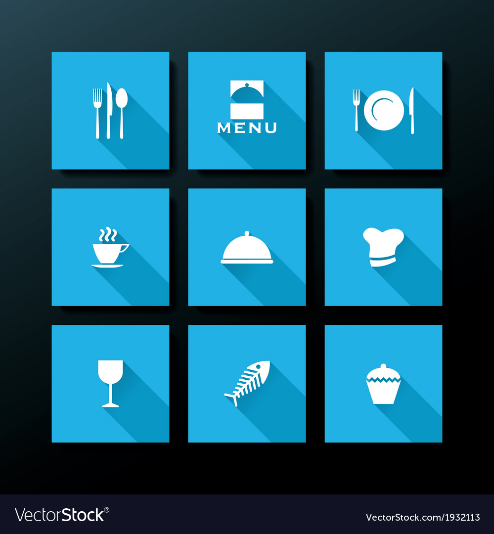 Flat restaurant icon set Royalty Free Vector Image