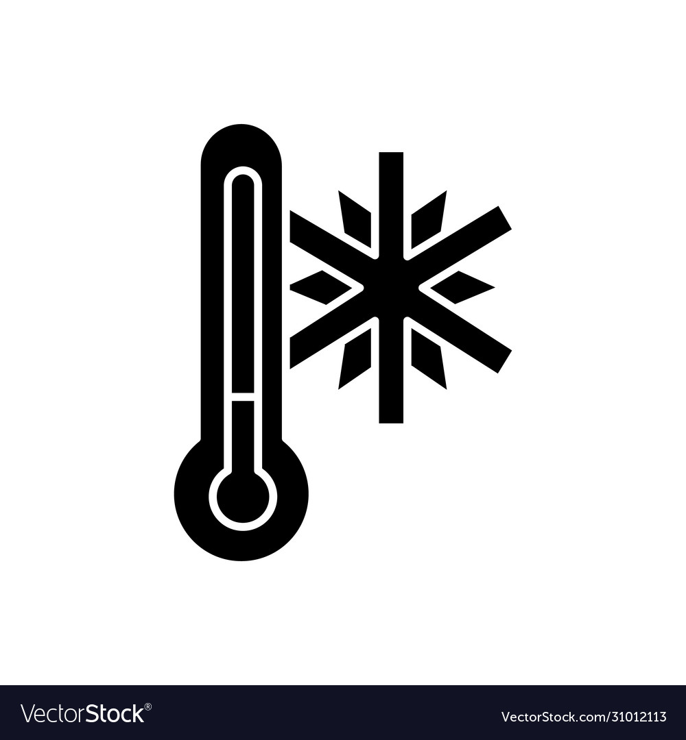 Frigid temperature black glyph icon Royalty Free Vector