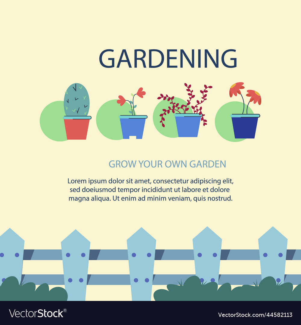Hand drawn gardening posts template Royalty Free Vector