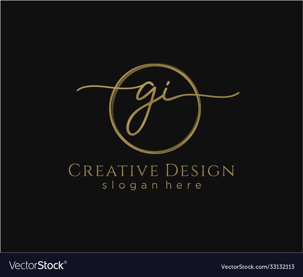 Initial gi handwriting logo with circle template Vector Image