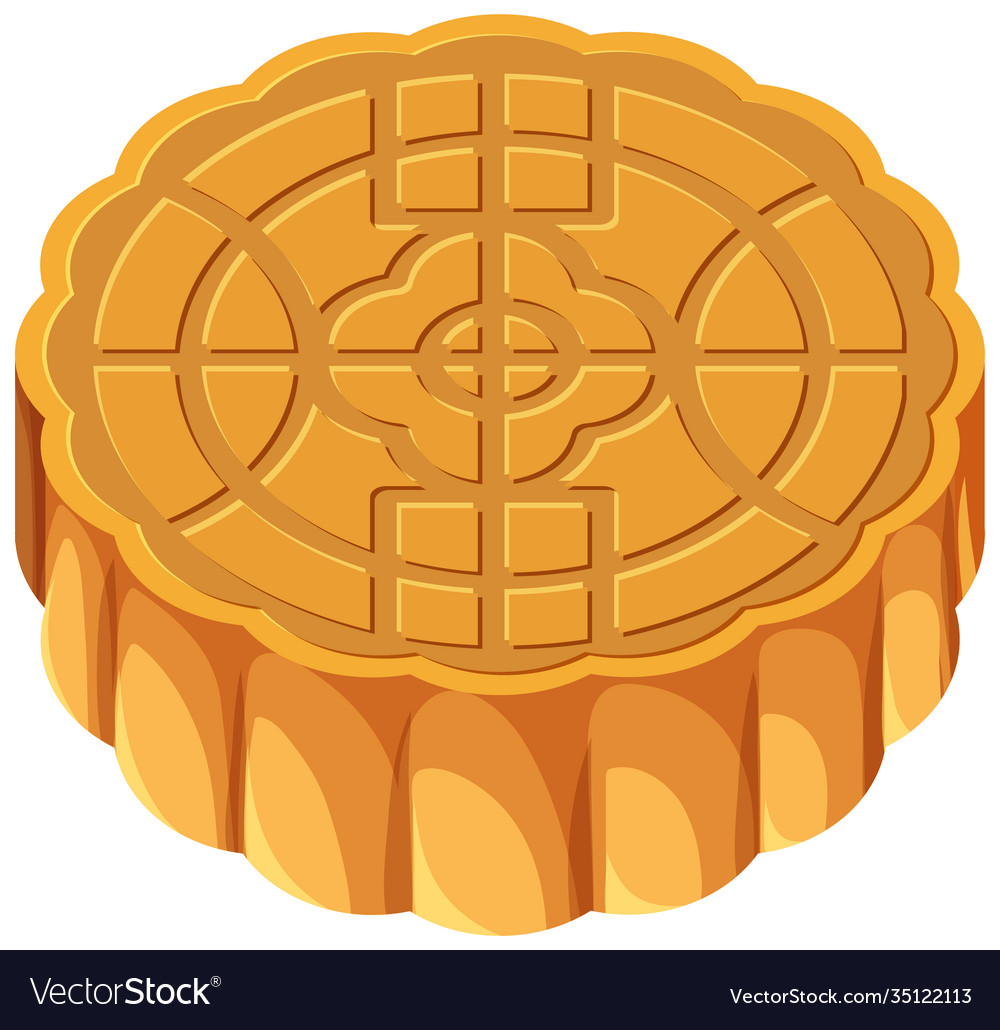 Isolated mooncake on white background Royalty Free Vector