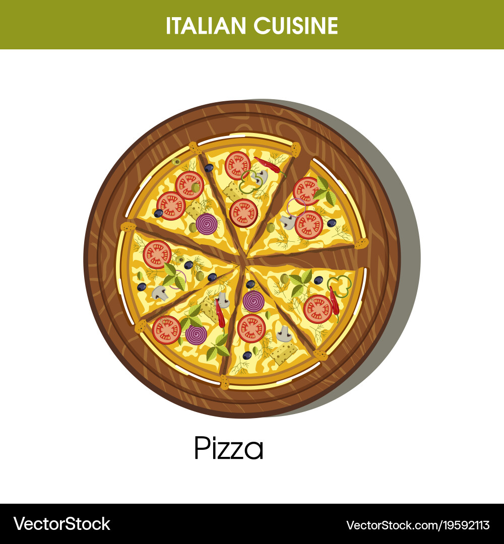 Italian cuisine pizza icon for restaurant Vector Image