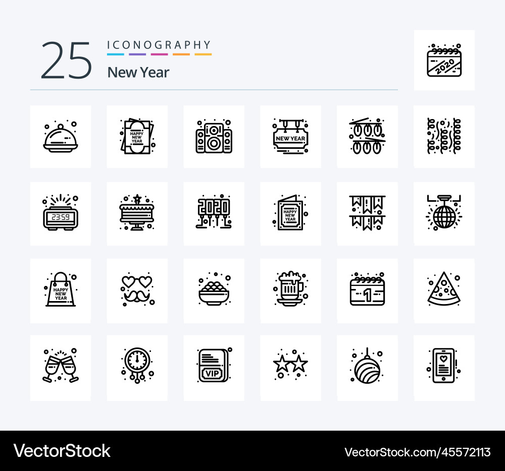 New year 25 line icon pack including christmas Vector Image