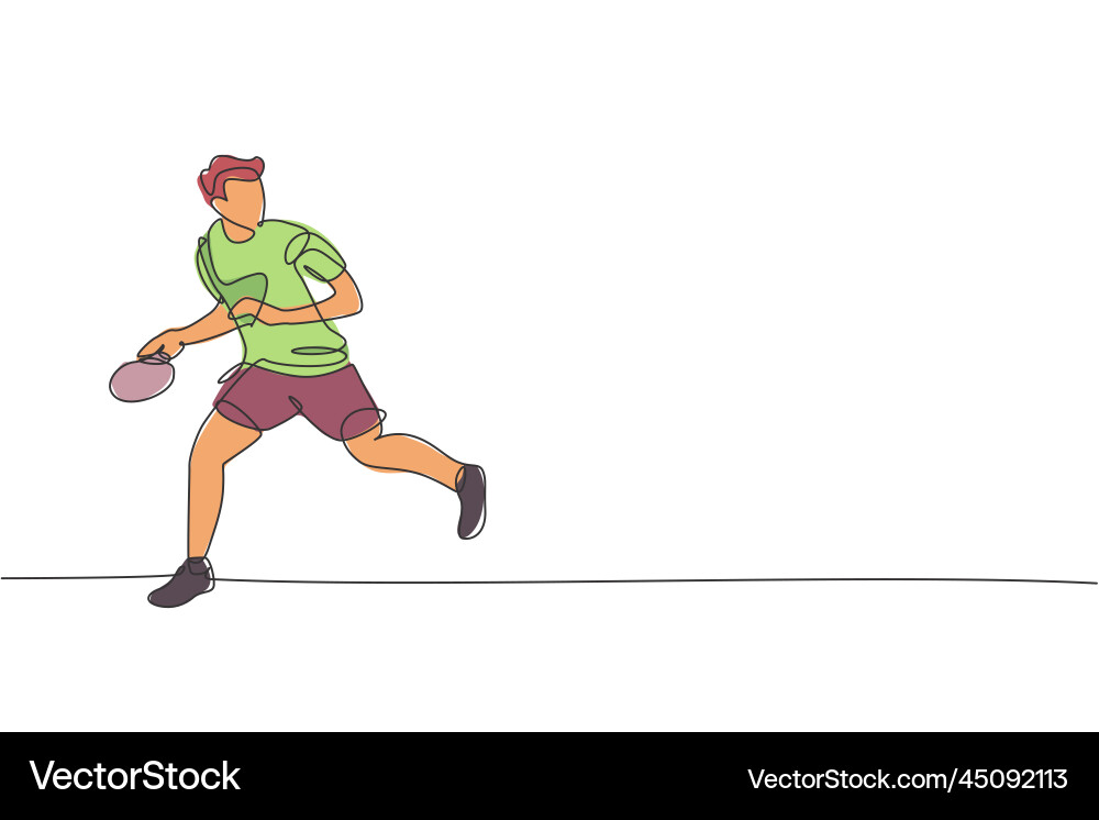 One single line drawing of young energetic man Vector Image