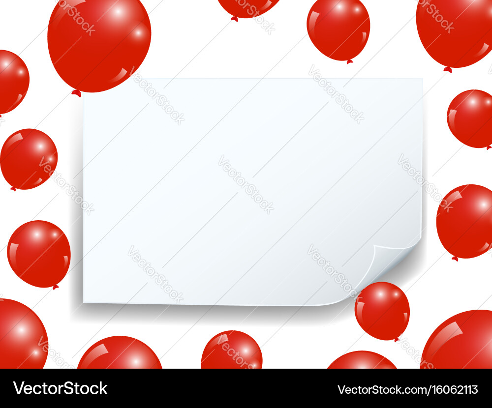 Realistic balloons and curved banner celebrate Vector Image