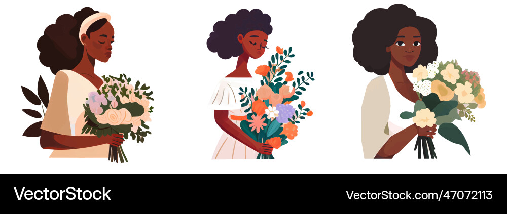 Set of happy woman ready Royalty Free Vector Image