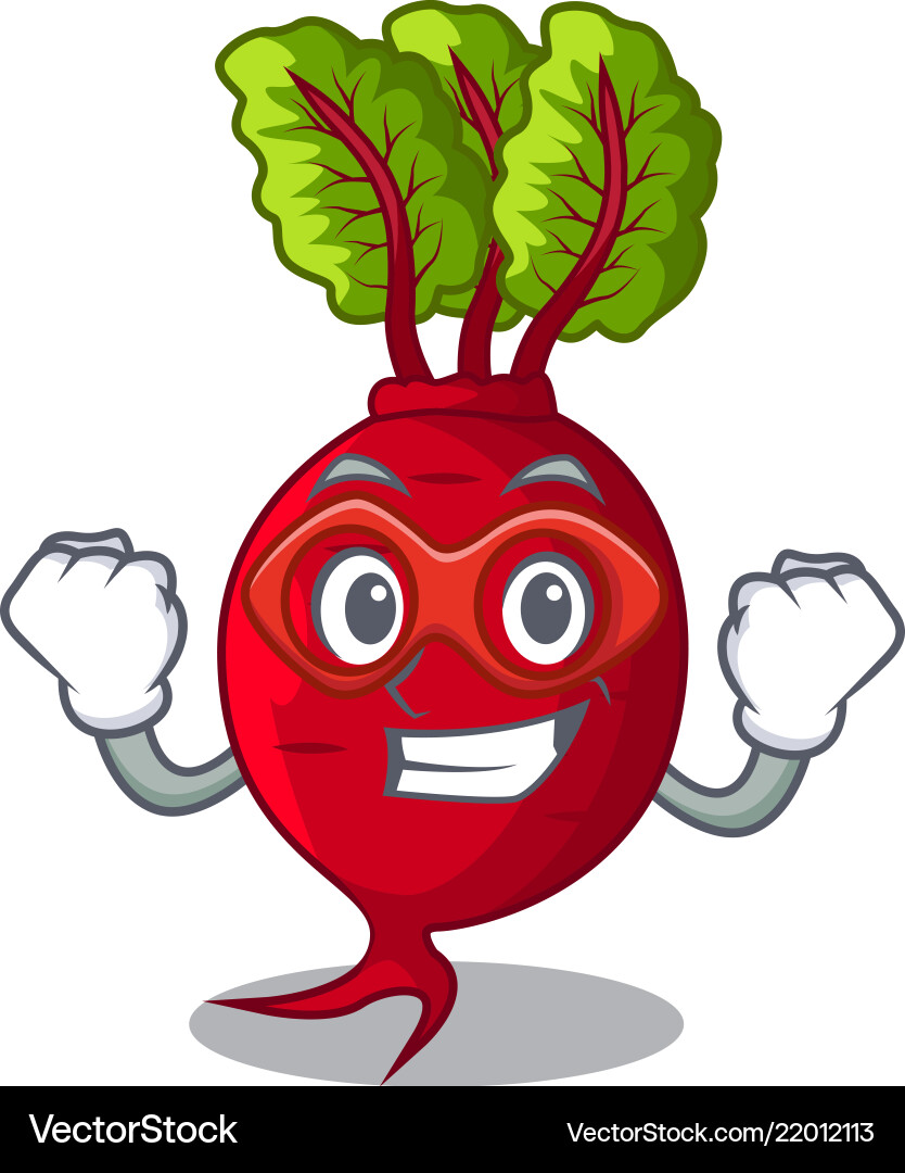 Super hero character organic beetroot Royalty Free Vector