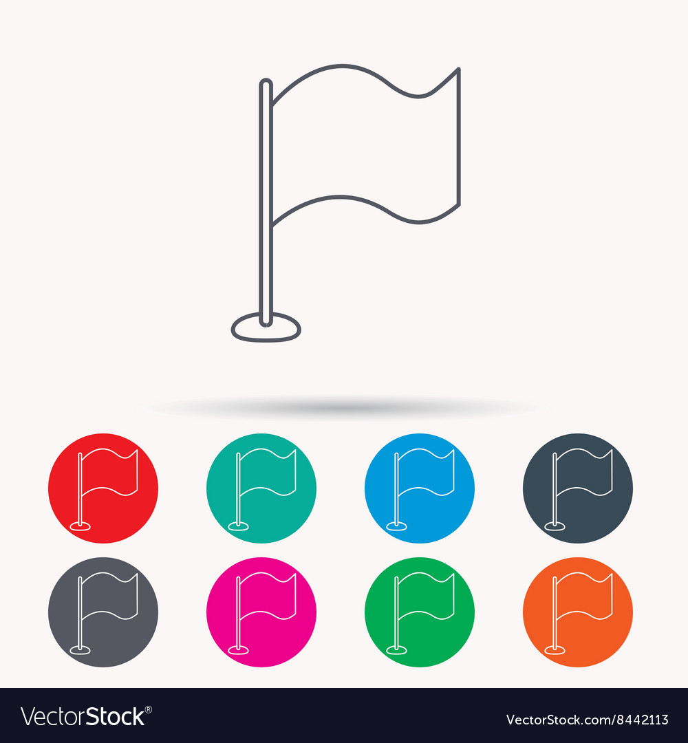 Waving flag icon location pointer sign Royalty Free Vector