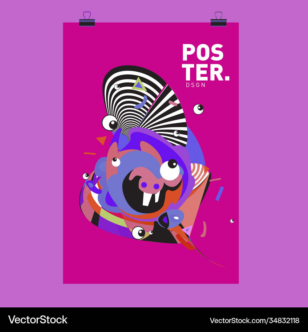 Abstract colorful cartoon character cover Vector Image