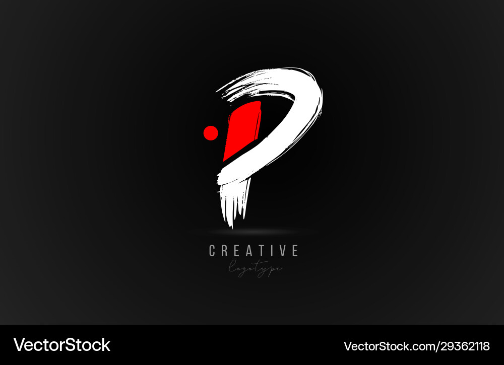 Brush stroke letter p logo alphabet icon design Vector Image