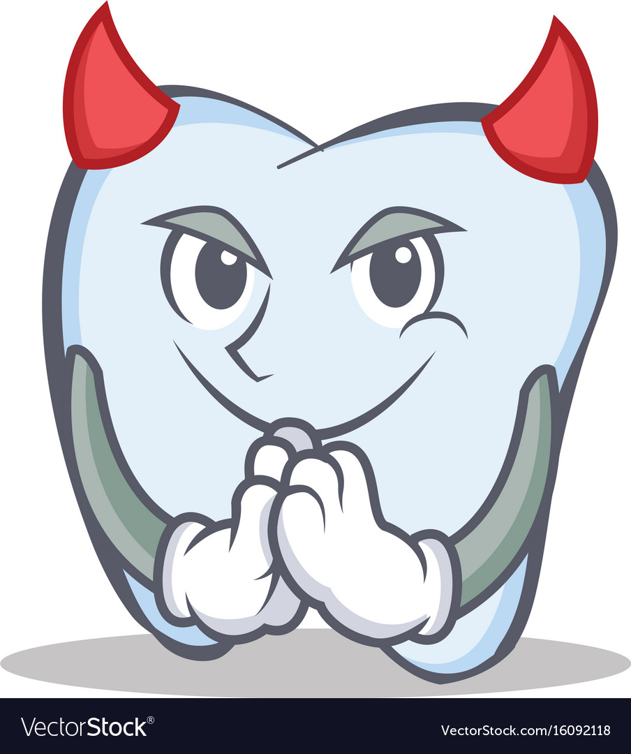 Devil tooth character cartoon style Royalty Free Vector