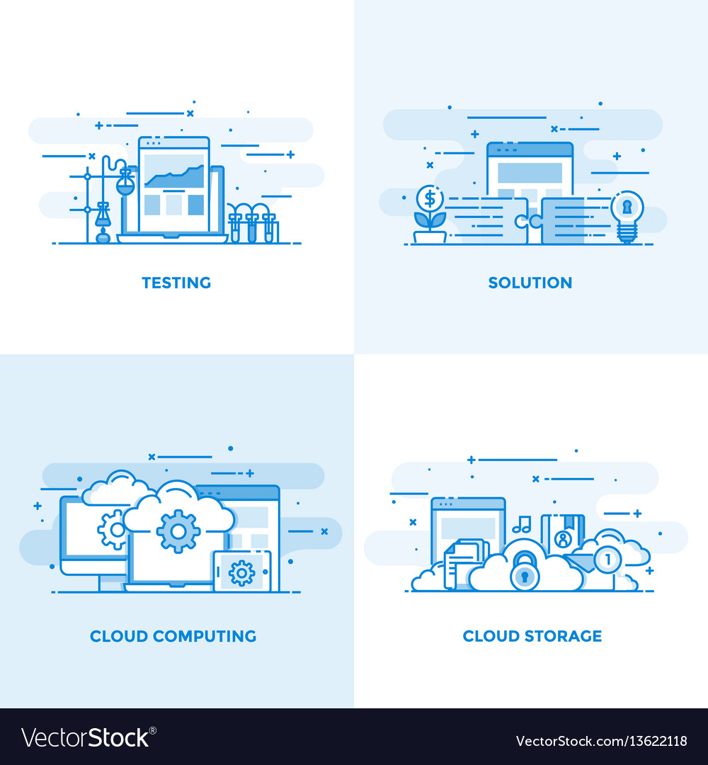 Flat line designed concepts 9 Royalty Free Vector Image