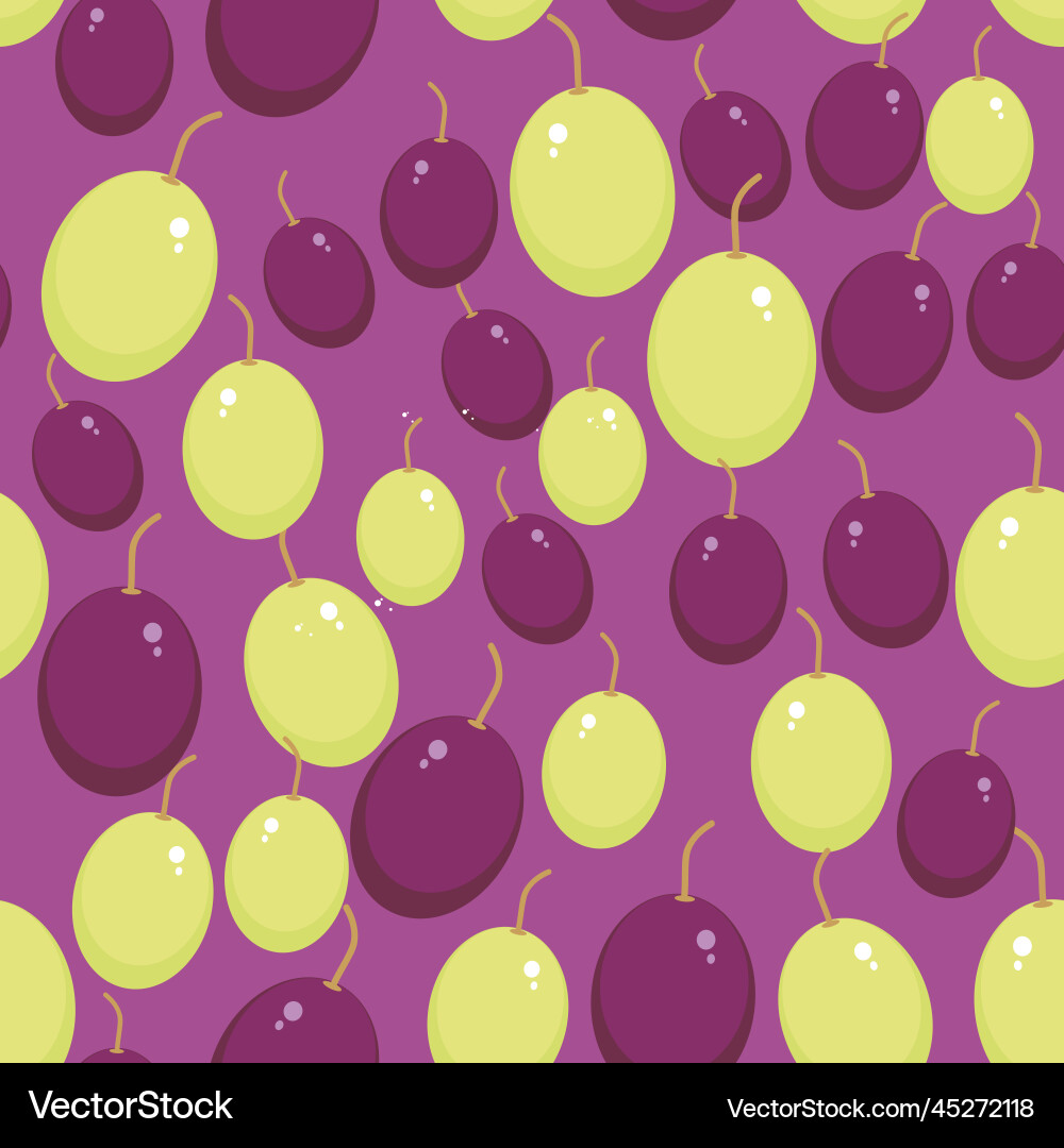Green and red grapes seamless pattern fresh juicy Vector Image